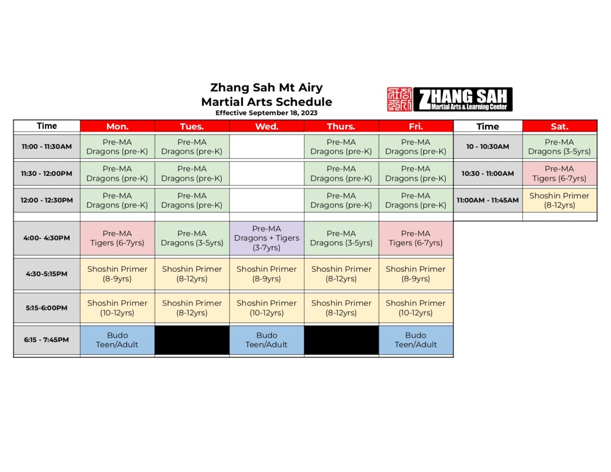 Schedule - Zhang Sah
